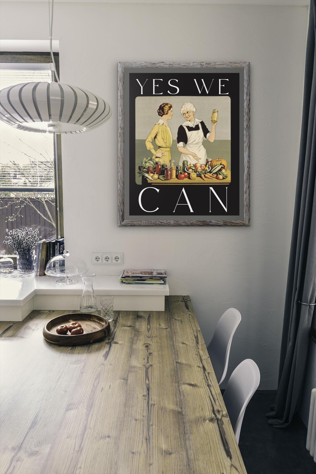 Yes We Can Poster - Vintage Women Canning Kitchen Print - Food ...