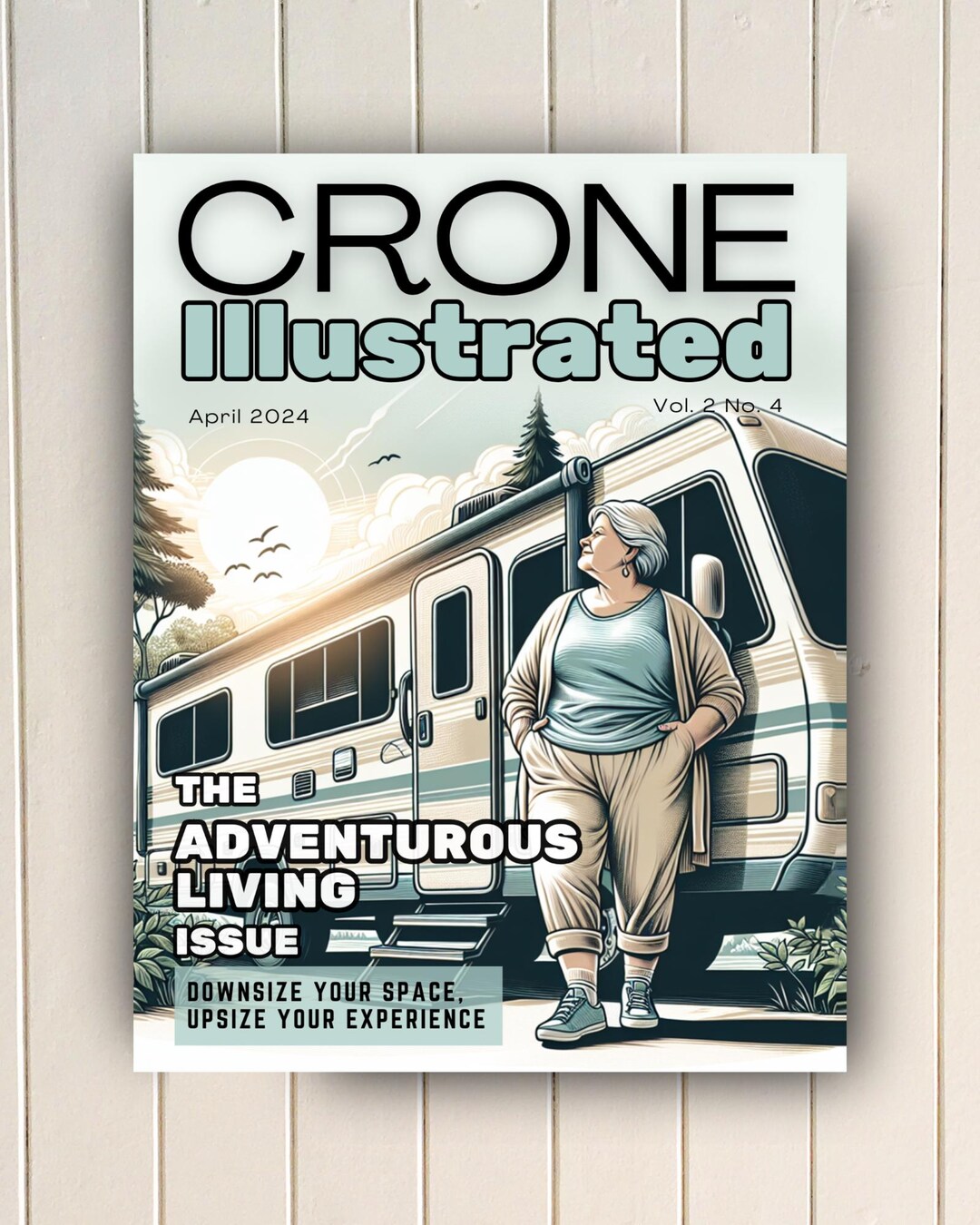 Crone Illustrated Magazine Poster - Senior Woman With RV - Van Life ...