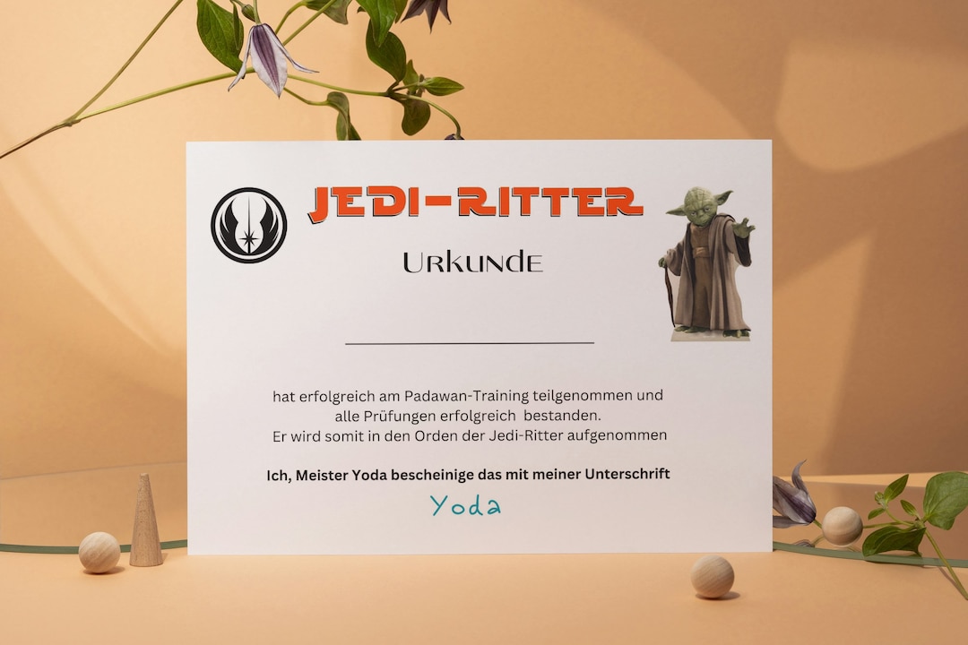 Star Wars Certificate, Jedi Knight, Instant Download - Etsy
