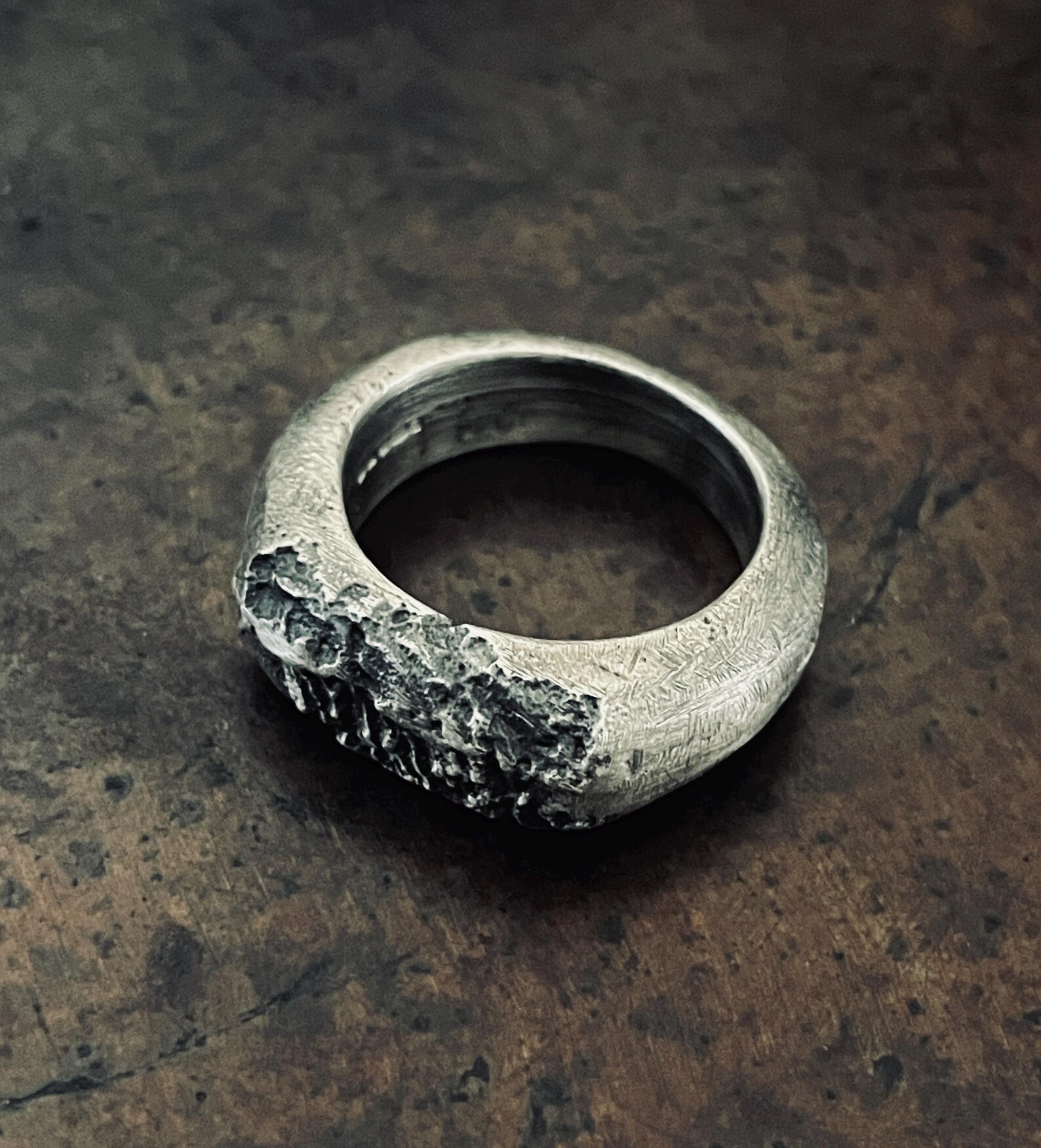 Distressed Sterling Silver Signet Ring. - Etsy