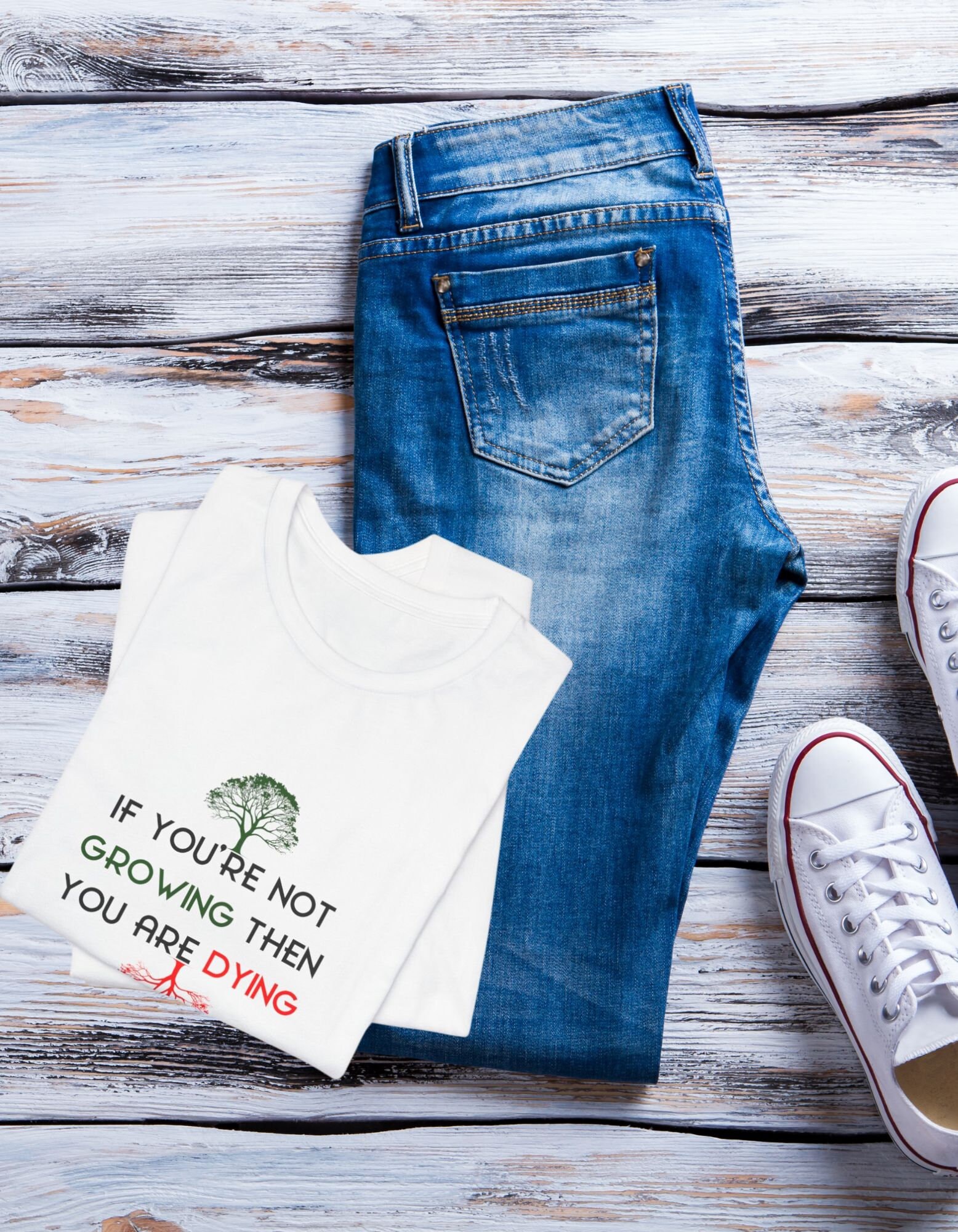 Motivational Quote T-shirt - Loose Fit Statement Top, Tree of Life ...