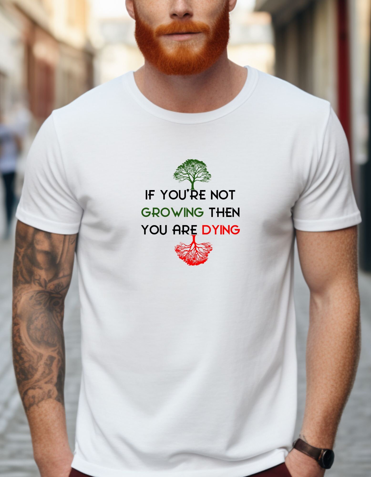 Motivational Quote T-shirt - Loose Fit Statement Top, Tree of Life ...