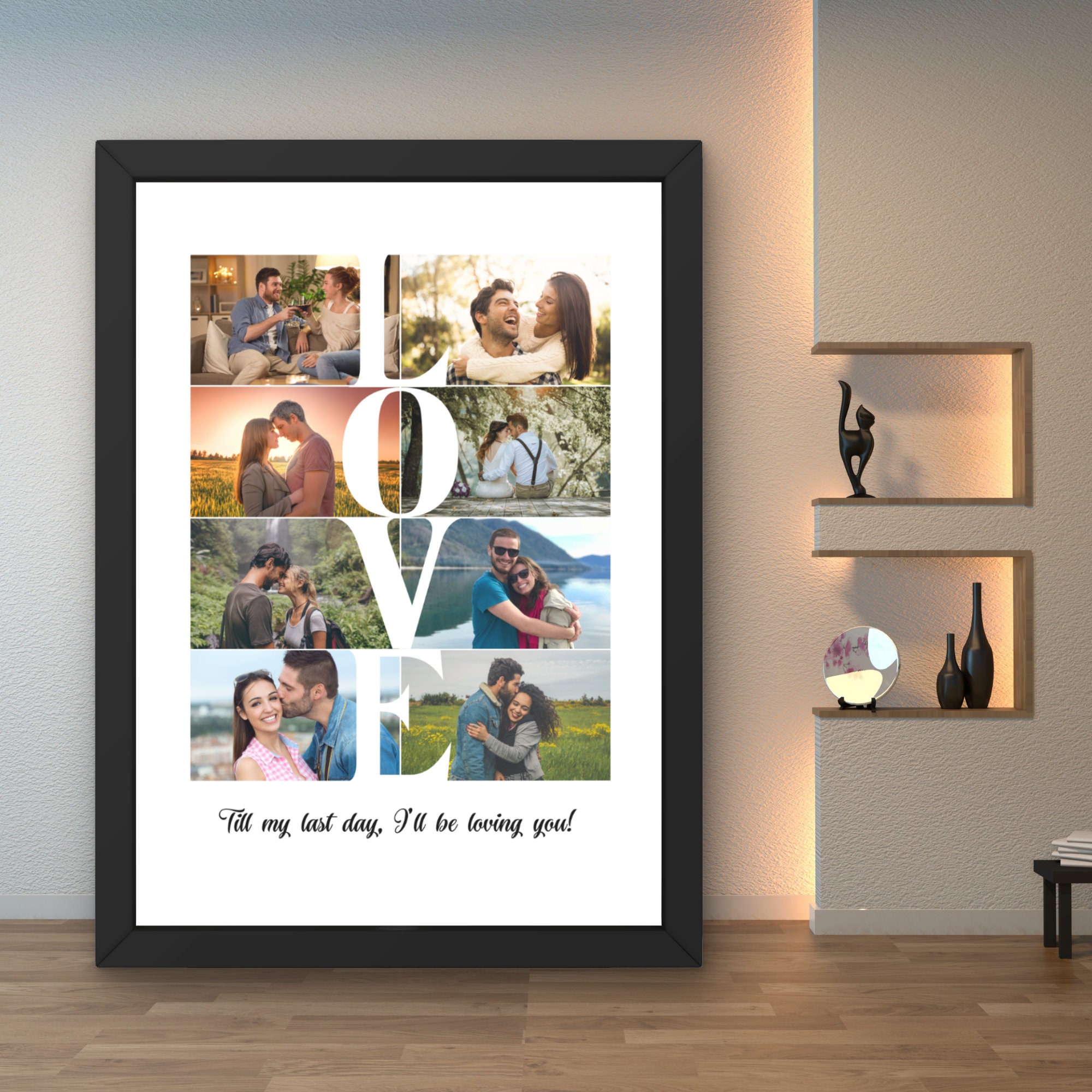 Custom Love Photo Collage, Couple Photo Collage Gift, Anniversary Gift ...