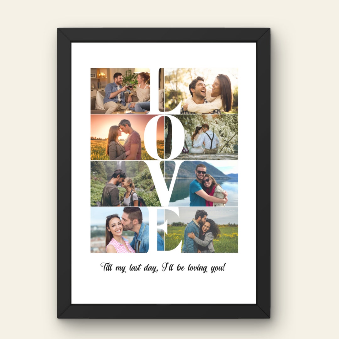 Custom Love Photo Collage, Couple Photo Collage Gift, Anniversary Gift ...