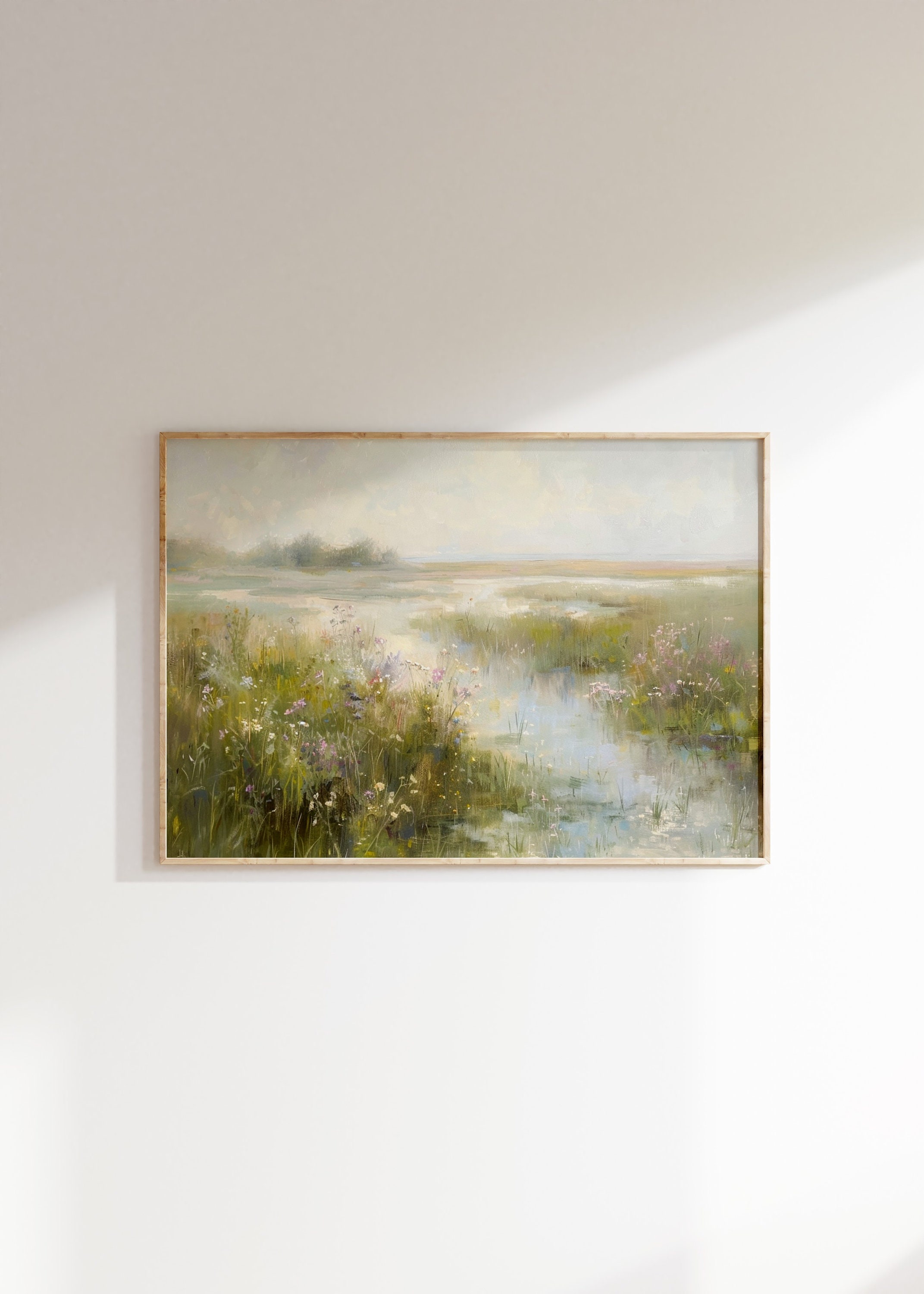 Spring Wildflower Landscape Oil Painting, Vintage Spring Downloadable ...