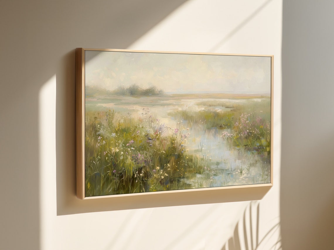 Spring Wildflower Landscape Oil Painting, Vintage Spring Downloadable ...