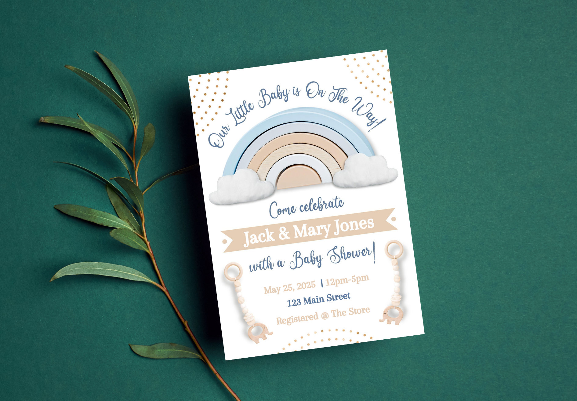 EDITABLE Rainbow Baby Shower Invitation, Baby Shower Invite Template ...