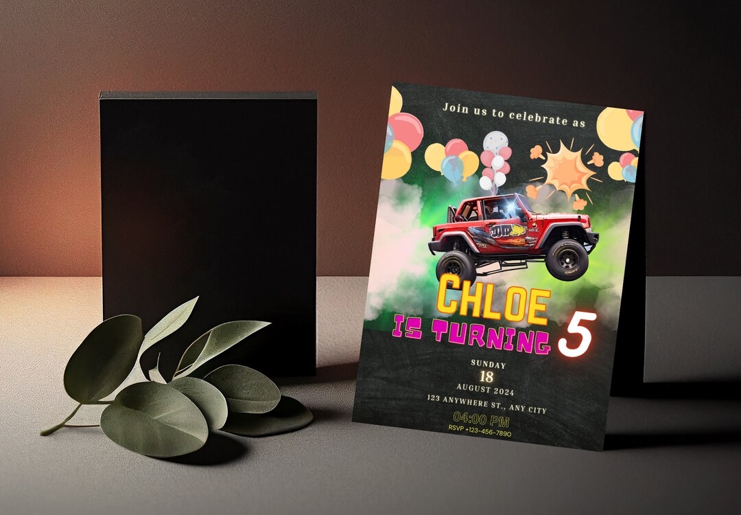 Editable Jeep Birthday Invitation, Cars Theme Party, 5 Year Old ...