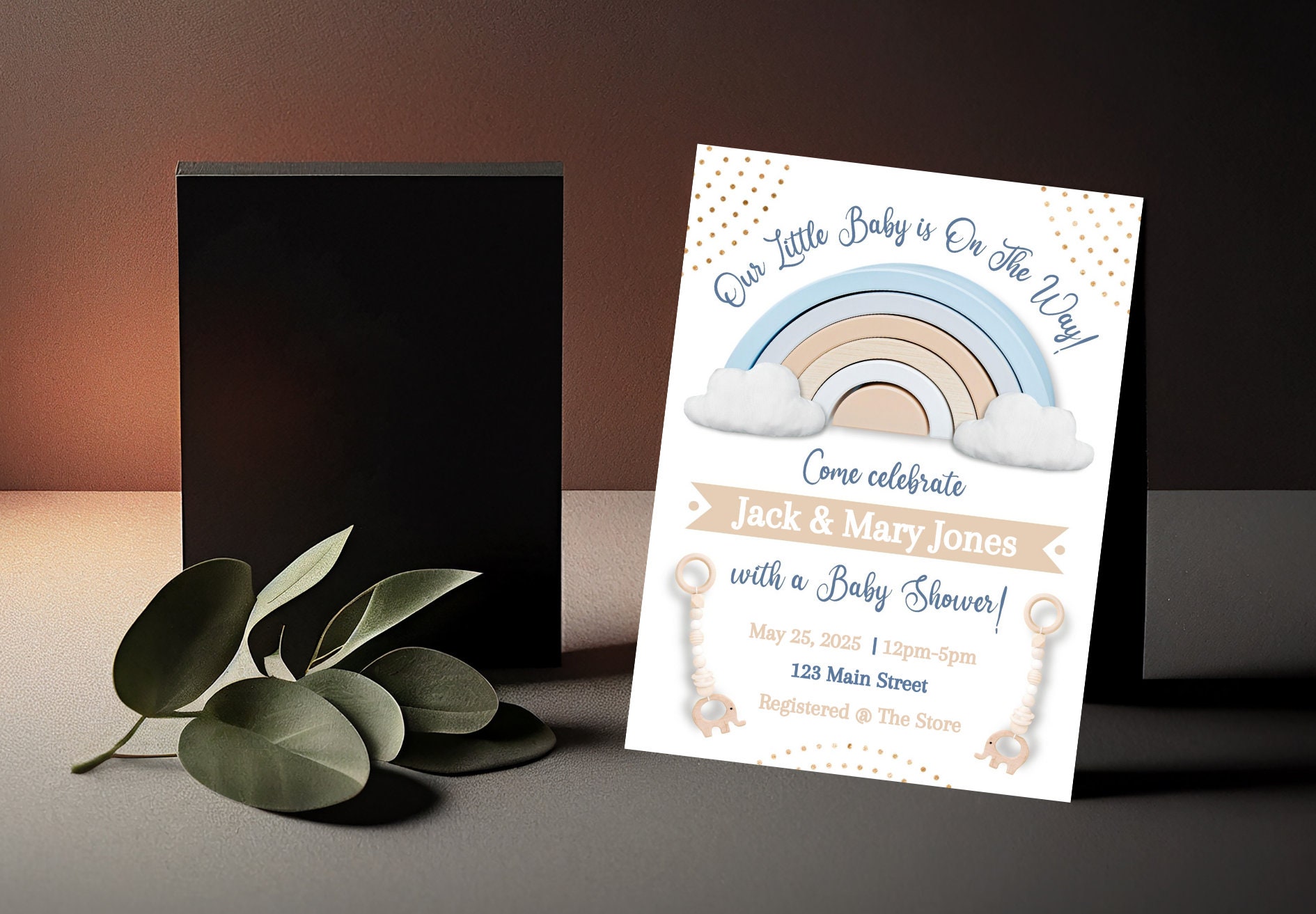 EDITABLE Rainbow Baby Shower Invitation, Baby Shower Invite Template ...