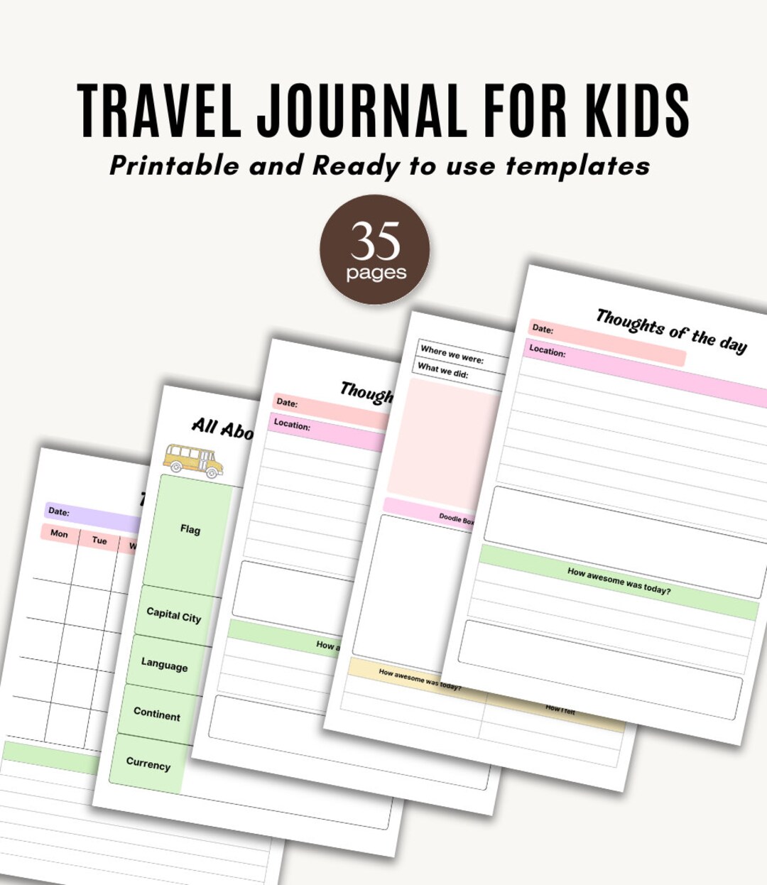 Travel Journal for Kids, Travel Book Kids, Vacation Kid Journal, Kids ...