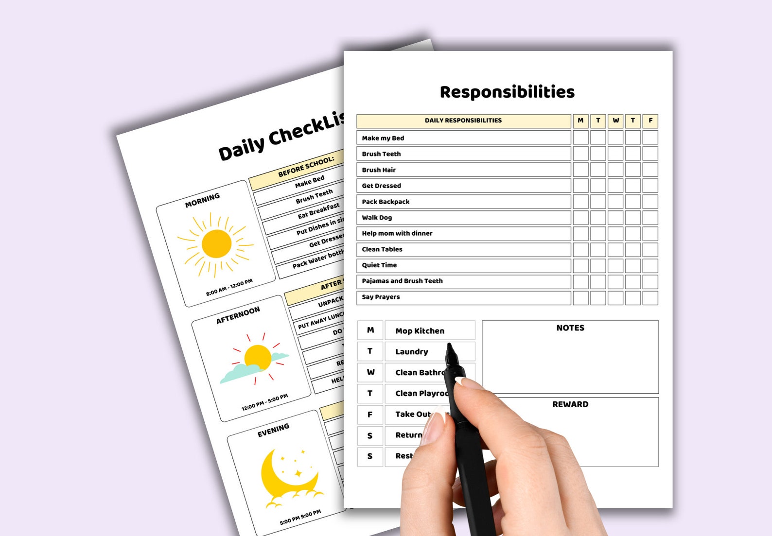 Printable Kids Chore Charts, After Before School Kids Charts Bundle ...