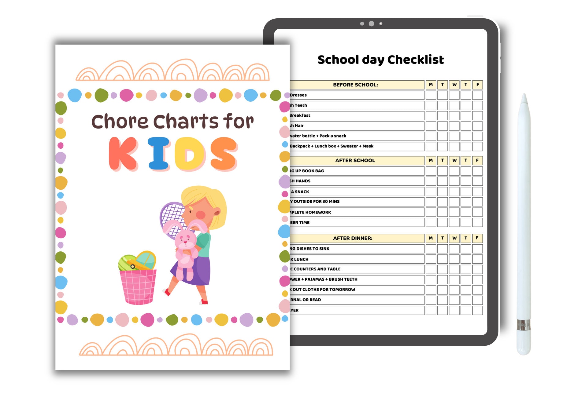 Printable Kids Chore Charts, After Before School Kids Charts Bundle ...