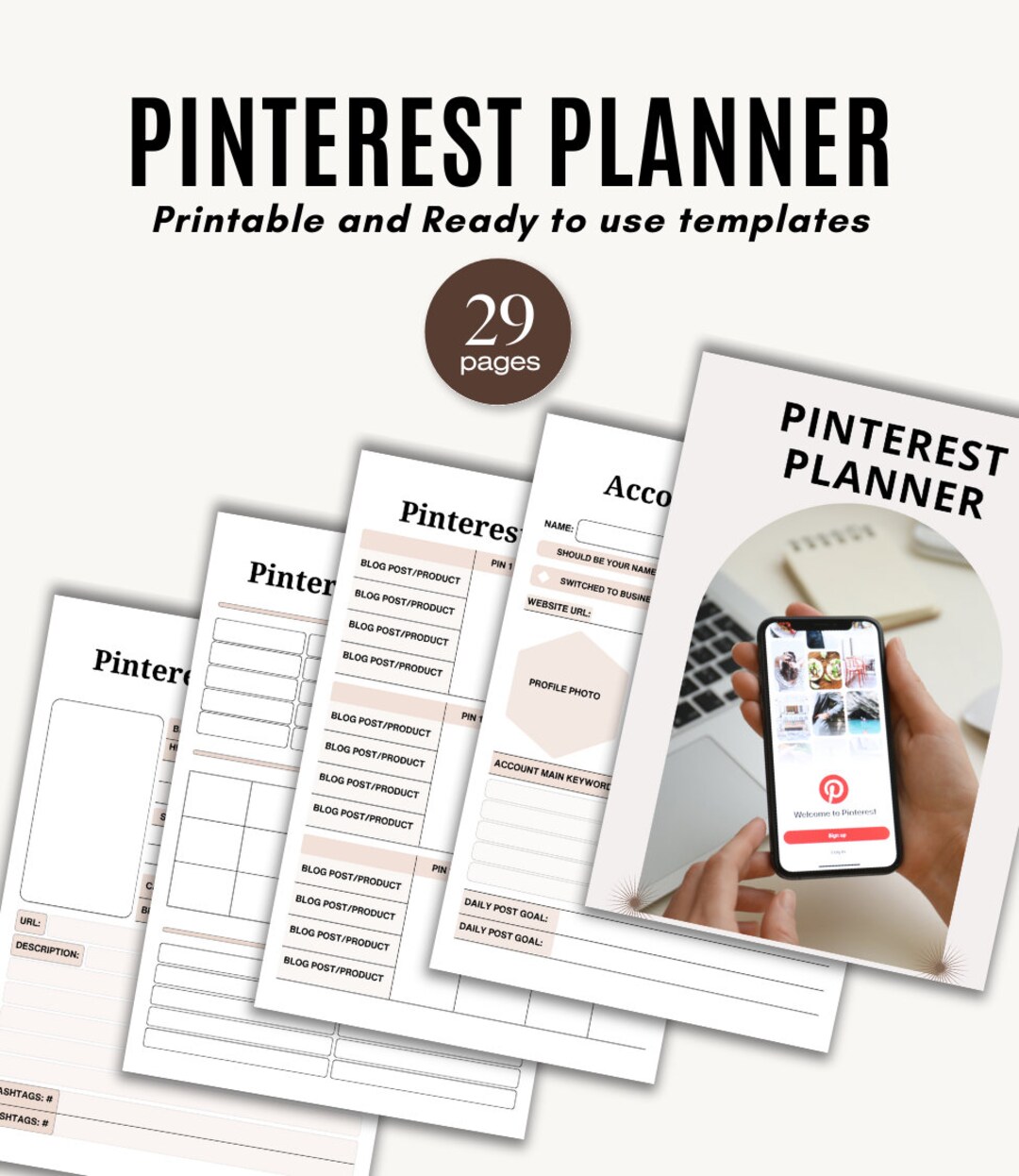 Printable Pinterest Planner, Pinterest Marketing Planner, Pinterest ...