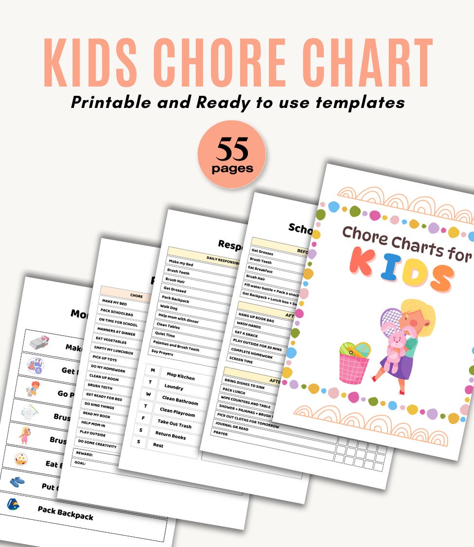 Printable Kids Chore Charts, After Before School Kids Charts Bundle ...