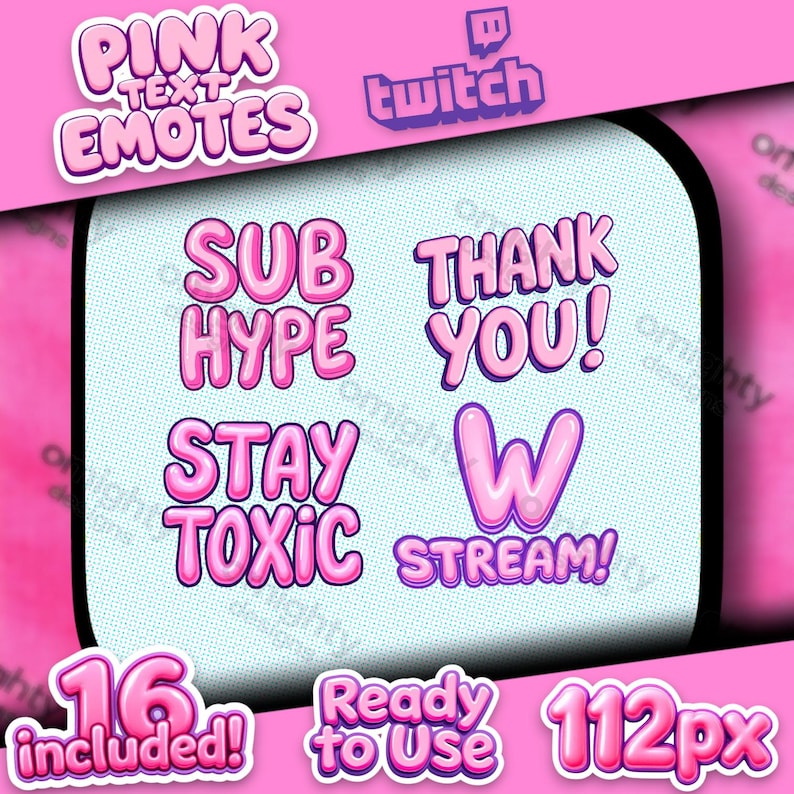 16 Pink Text Emotes for Twitch, Youtube, Discord (digital Download) - Etsy