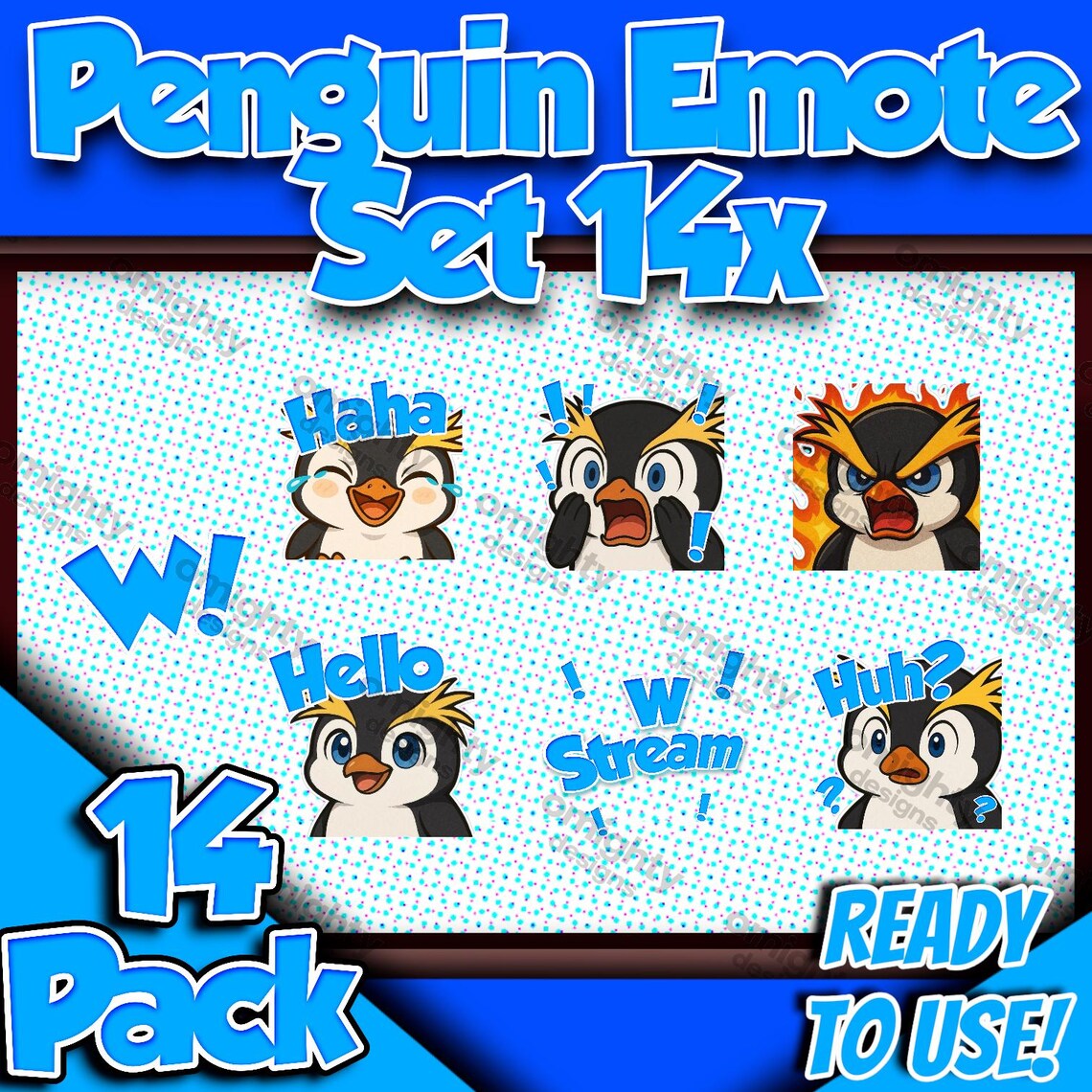 14 Chibi Penguin Emotes for Twitch | Cute Penguin Stream Emote Pack ...