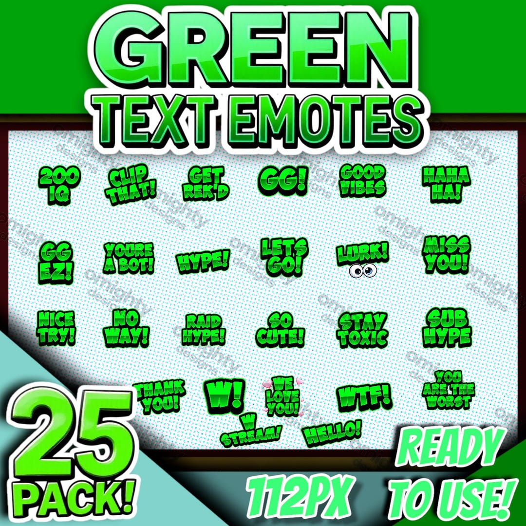 25 Green Text Emotes: Twitch, Youtube, Discord (112px) (digital ...