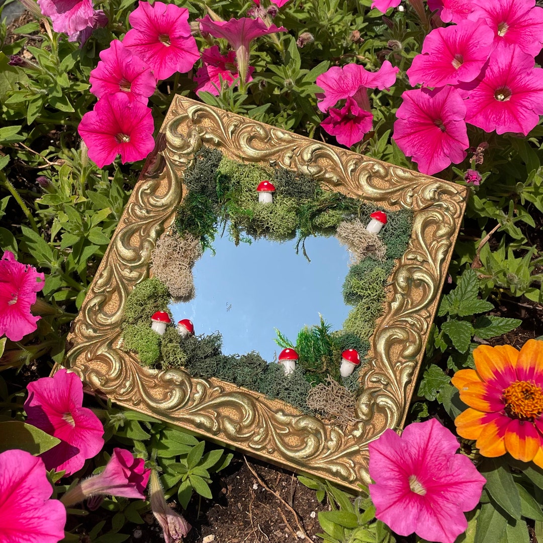 Square Mushroom Moss Mirror - Etsy
