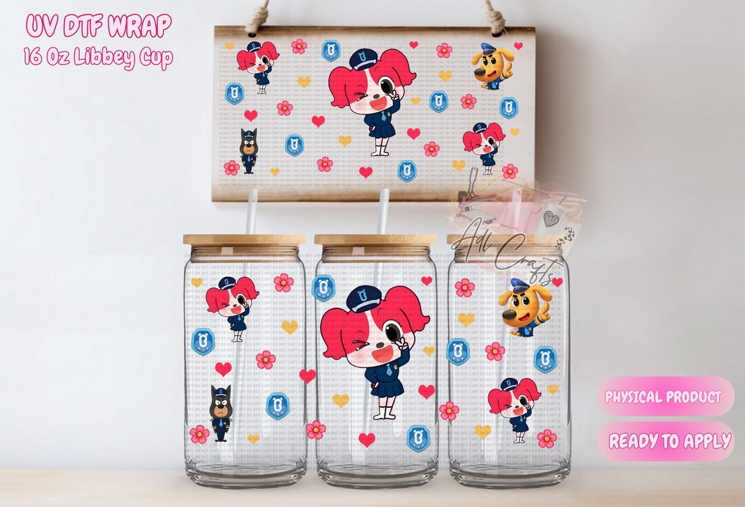Uvdtf Cup Wrap Safety Sheriff Labrador | Uvdtf Cute Pink Dog Wrap ...
