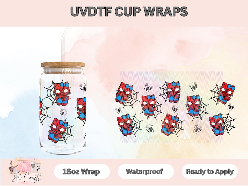 Uvdtf Cup Wrap Kitty Red Uvdtf Spiders Wrap Kitty Spider Cup Wraps - Etsy