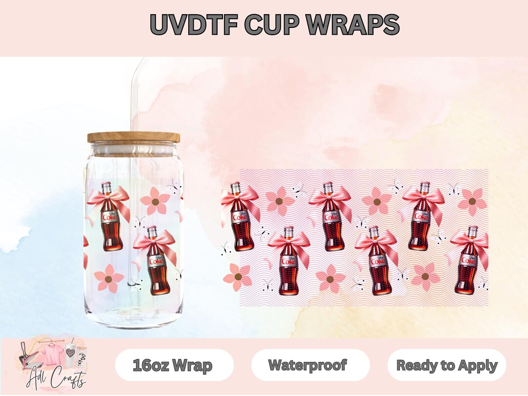 Uvdtf Cup Wraps Coquette | Diet Coke Pink Flowers Cup Wrap | Drink Cup ...