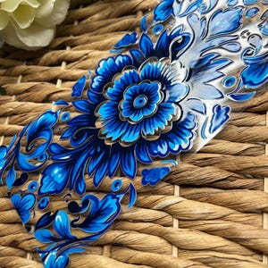 Uvdtf Cup Wrap Flower Blue Print | Uvdtf Mexico Flores Talavera ...