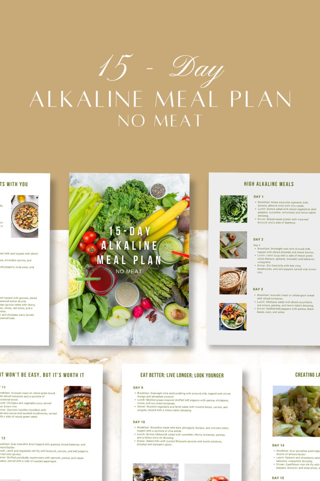 Alkaline Meal Plan, Digital Meal Planner, Healthy Eating, Digital, 15 ...