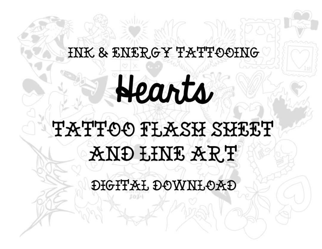 Printable Tattoo Flash - Hearts - Etsy