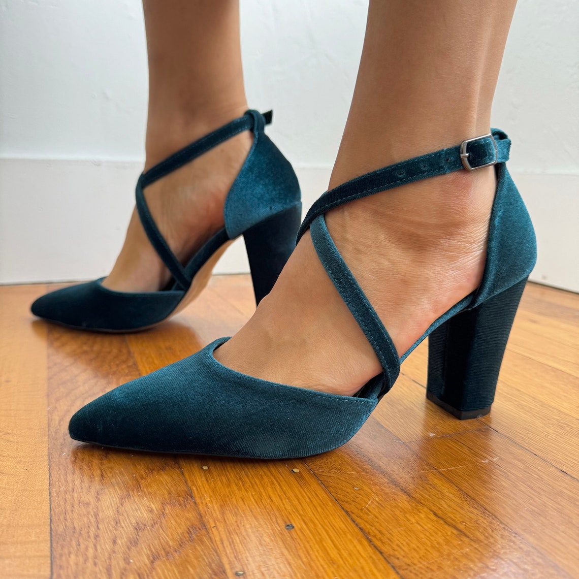 Teal Blue Velvet Shoes, Bridal Shoes, Wedding Shoes, Bridal High Heels ...