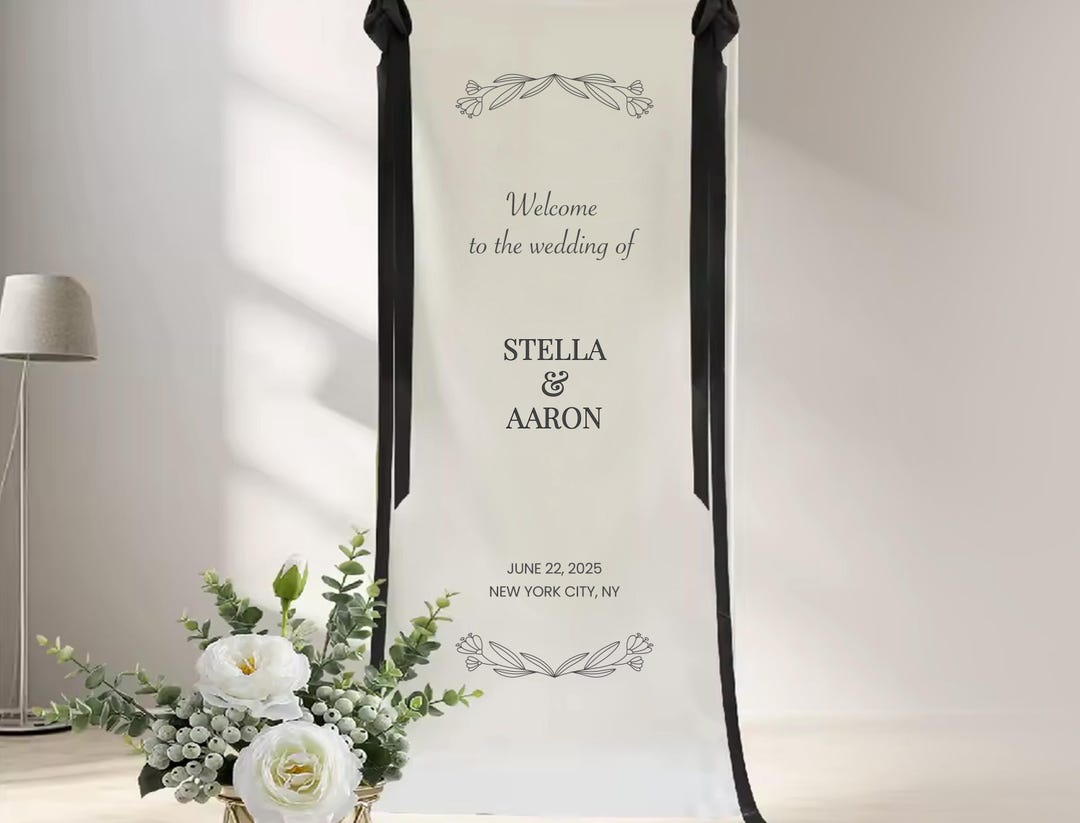 Custom Linen Wedding Sign Personalized Banner, Rustic Cotton Fabric ...