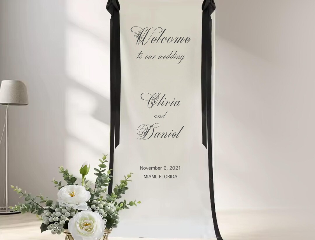 Cotton Linen Banner Wedding Welcome Sign: Rustic Bridal Shower Decor ...