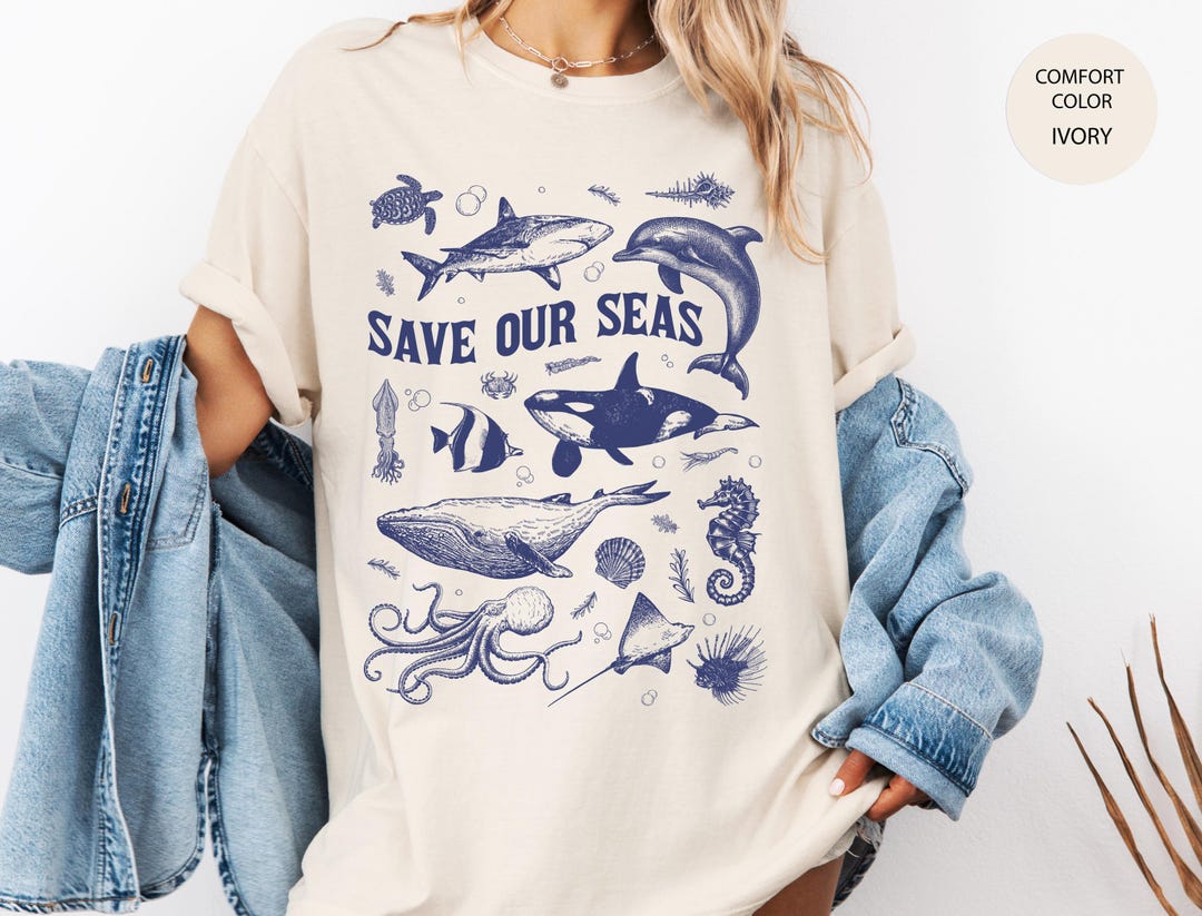 Save Our Seas Shirt: Ocean and Shark Lover Tee - Comfort Colors, Soft ...