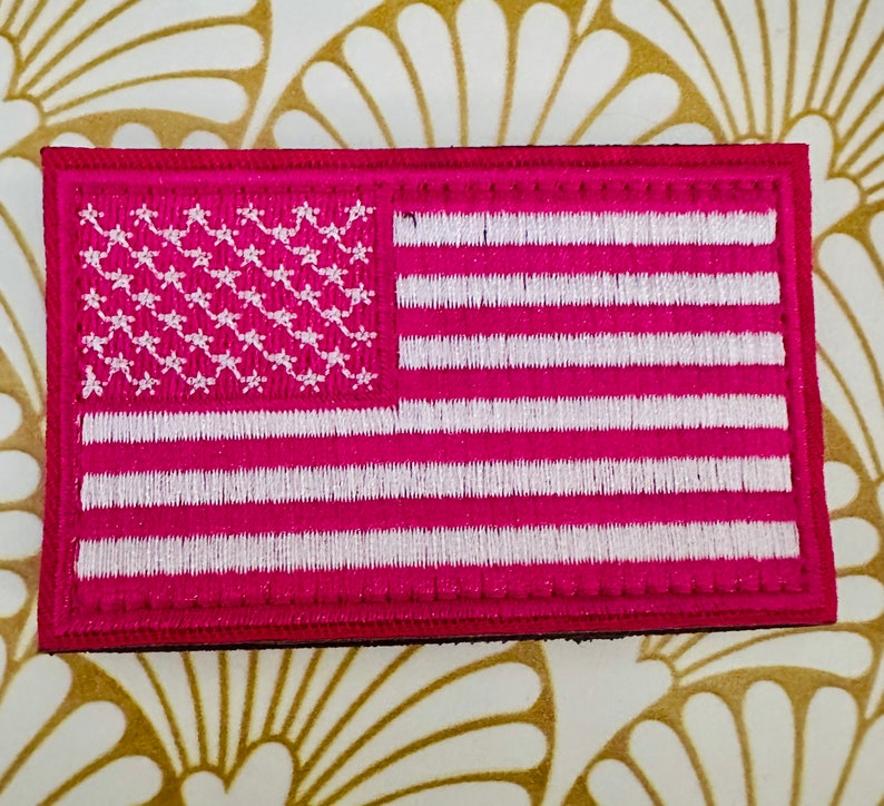 Pink & White American Flag Embroidered Tactical Hook and Loop Velcro Patch - Etsy