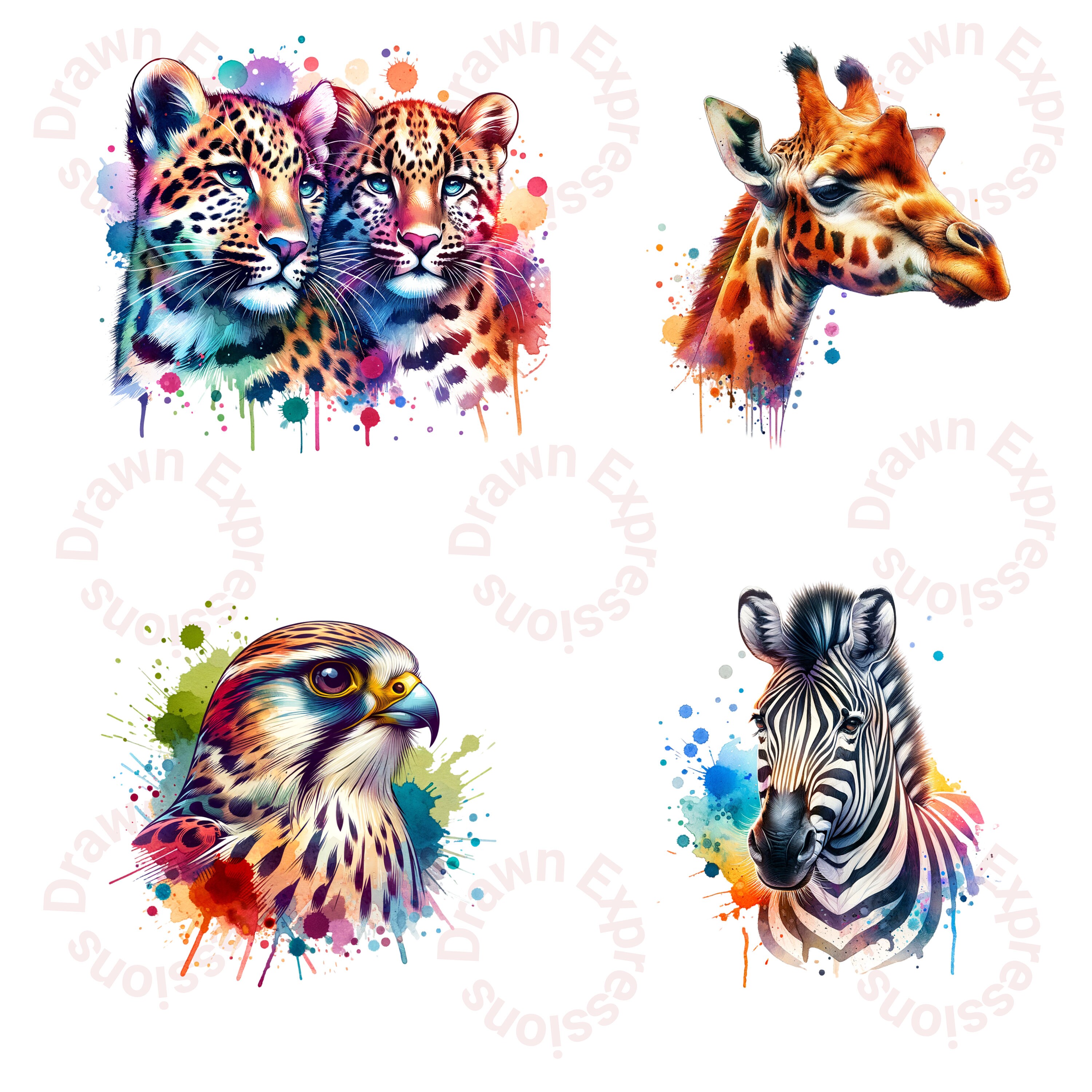 Watercolor Animals Clipart, Watercolor Animal Prints, Painted Animal ...