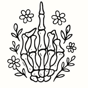 Skeleton Middle Finger SVG | Skeleton Hand and Flowers SVG | Spooky ...