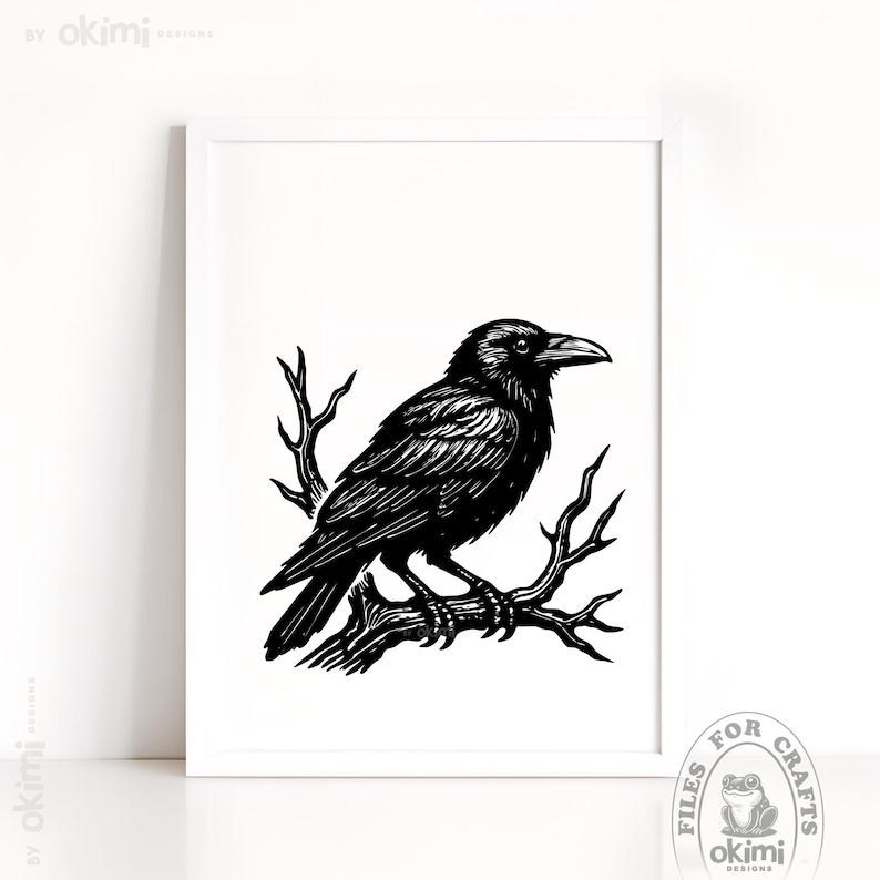 Raven on Tree Branch Svg | Raven Download, Halloween Svg | Digital ...