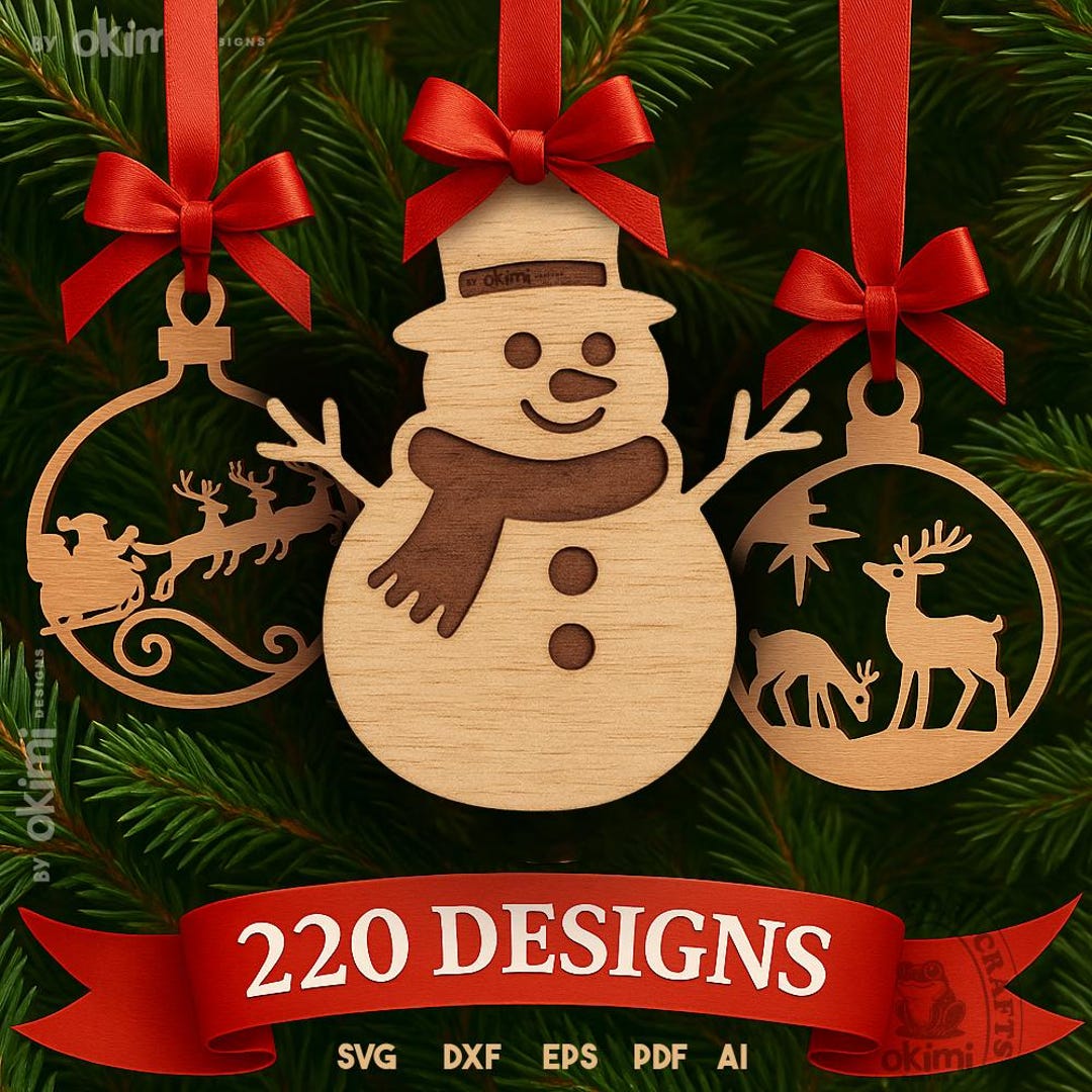 Christmas Ornament SVG Bundle | 220+ Laser Cut Wood Ornament SVG Files ...