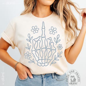 Skeleton Middle Finger SVG | Skeleton Hand and Flowers SVG | Spooky ...