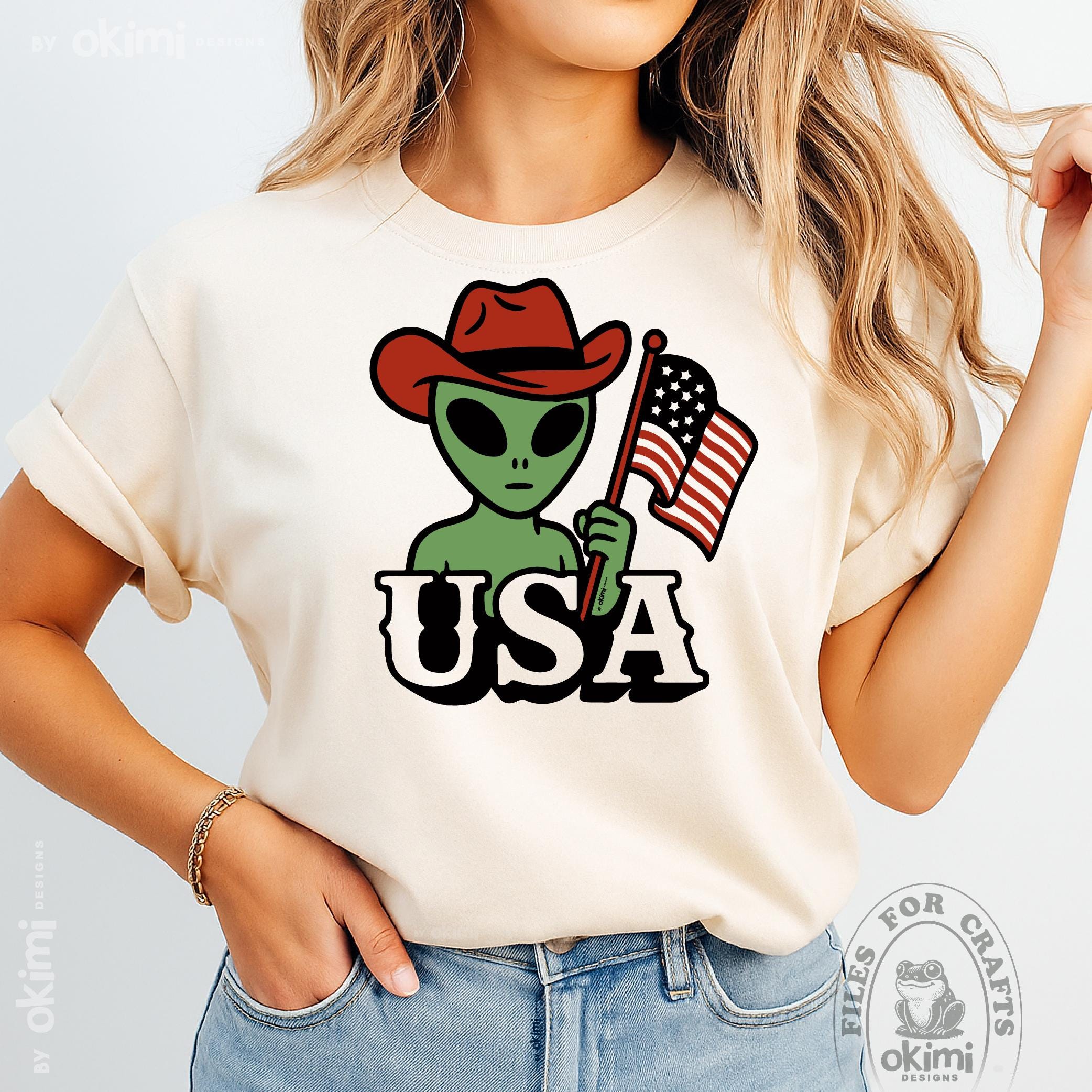 Patriotic Alien SVG | Funny 4th of July Alien Clipart | Alien Ufo Svg ...