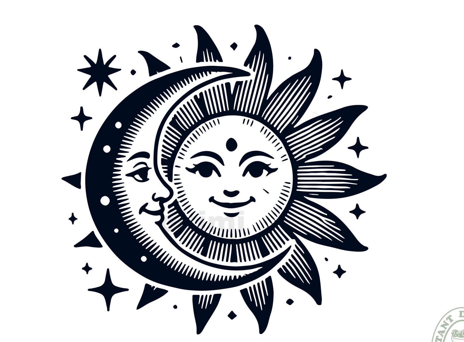 Sun&moon SVG and PNG | Celestial Moon | Hand Drawn Mystical Moon SVG ...