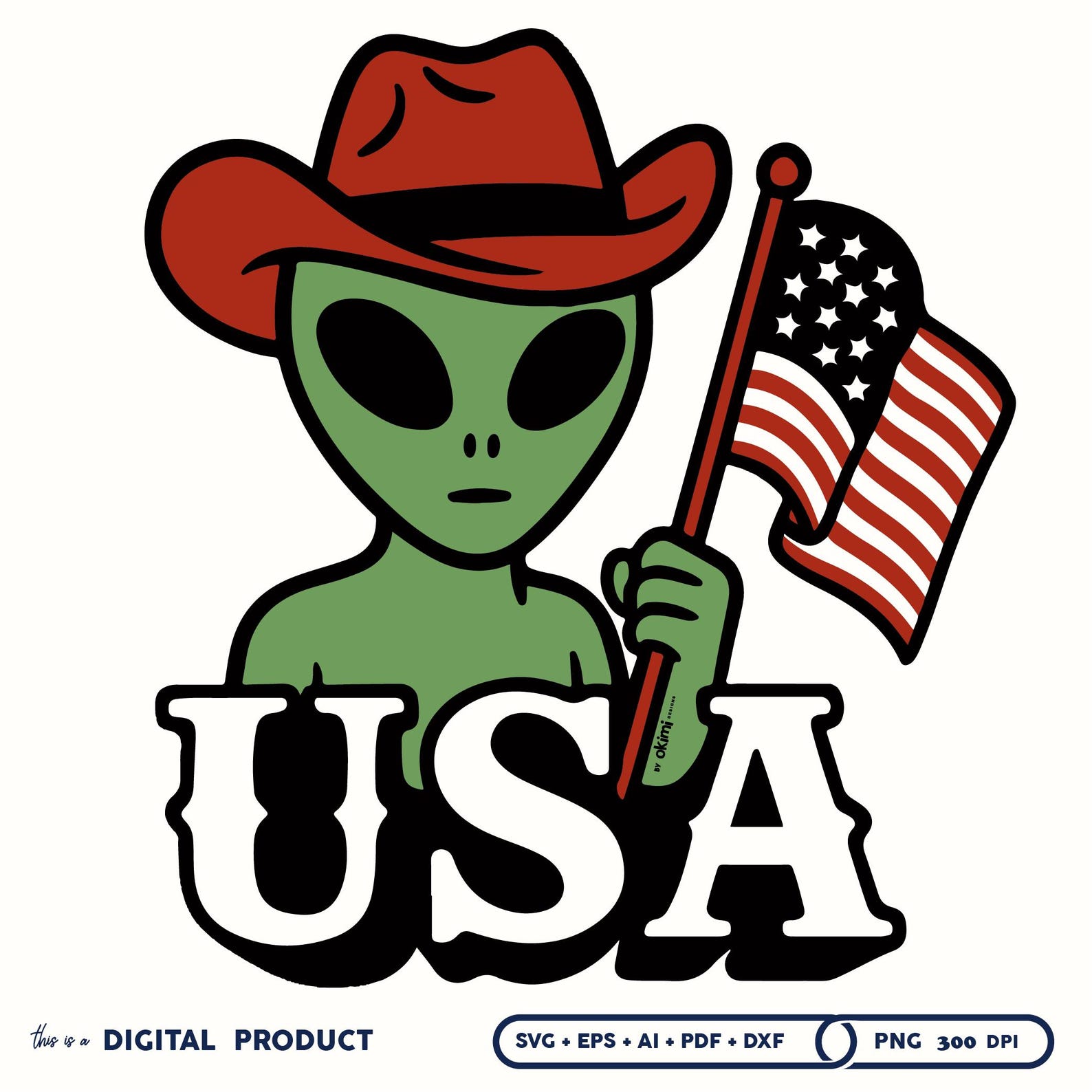 Patriotic Alien SVG | Funny 4th of July Alien Clipart | Alien Ufo Svg ...