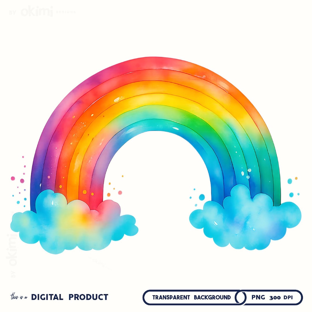 Rainbow Watercolor Clipart | Nursery Decor | Sublimation PNG ( Digital ...