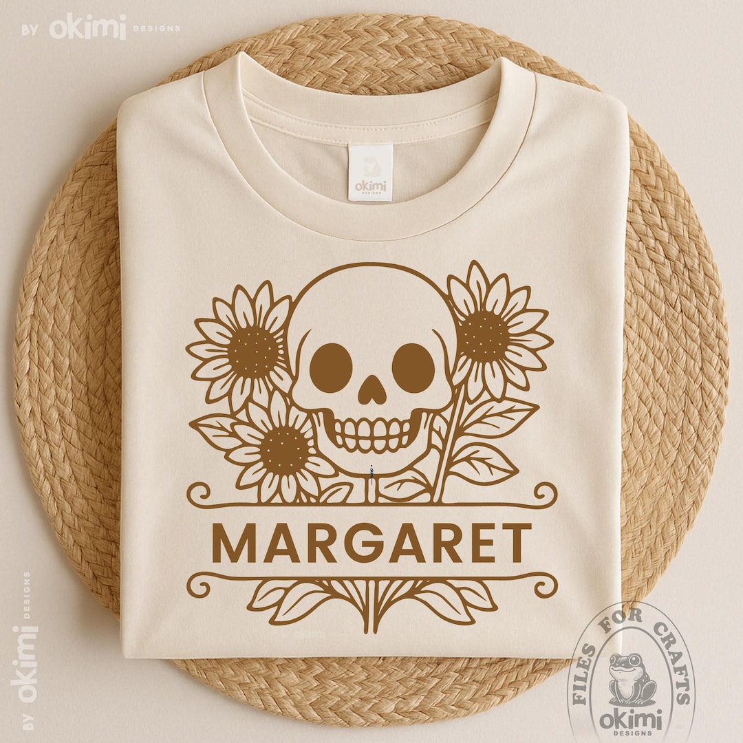 Cute Skull With Floral Border SVG | Sunflowers Borders SVG File ...