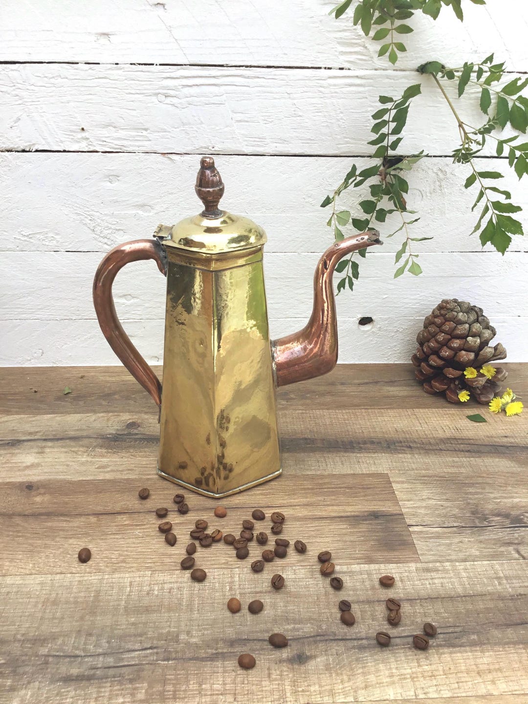 Italian Coffee Maker in Copper and Brass From 1950, Antique Coffee ...