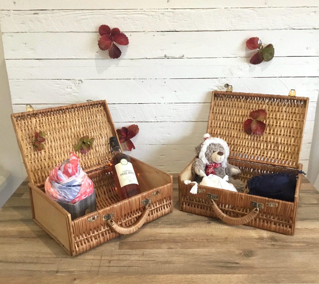 Wicker Suitcases, Vintage Wicker Baskets Made in France in the 1950s ...