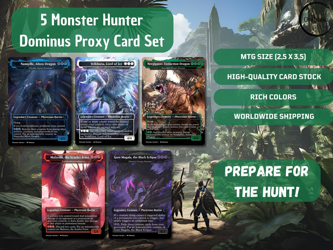Monster Hunter Dominus Altered Art Cards Set of 5 MTG Proxies - Etsy ...