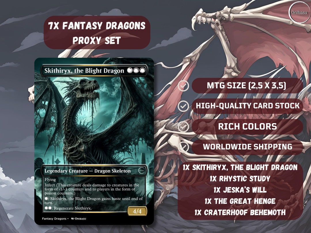 Dark Fantasy Dragon MTG Proxy Set: 7 Cards for Magic the Gathering ...