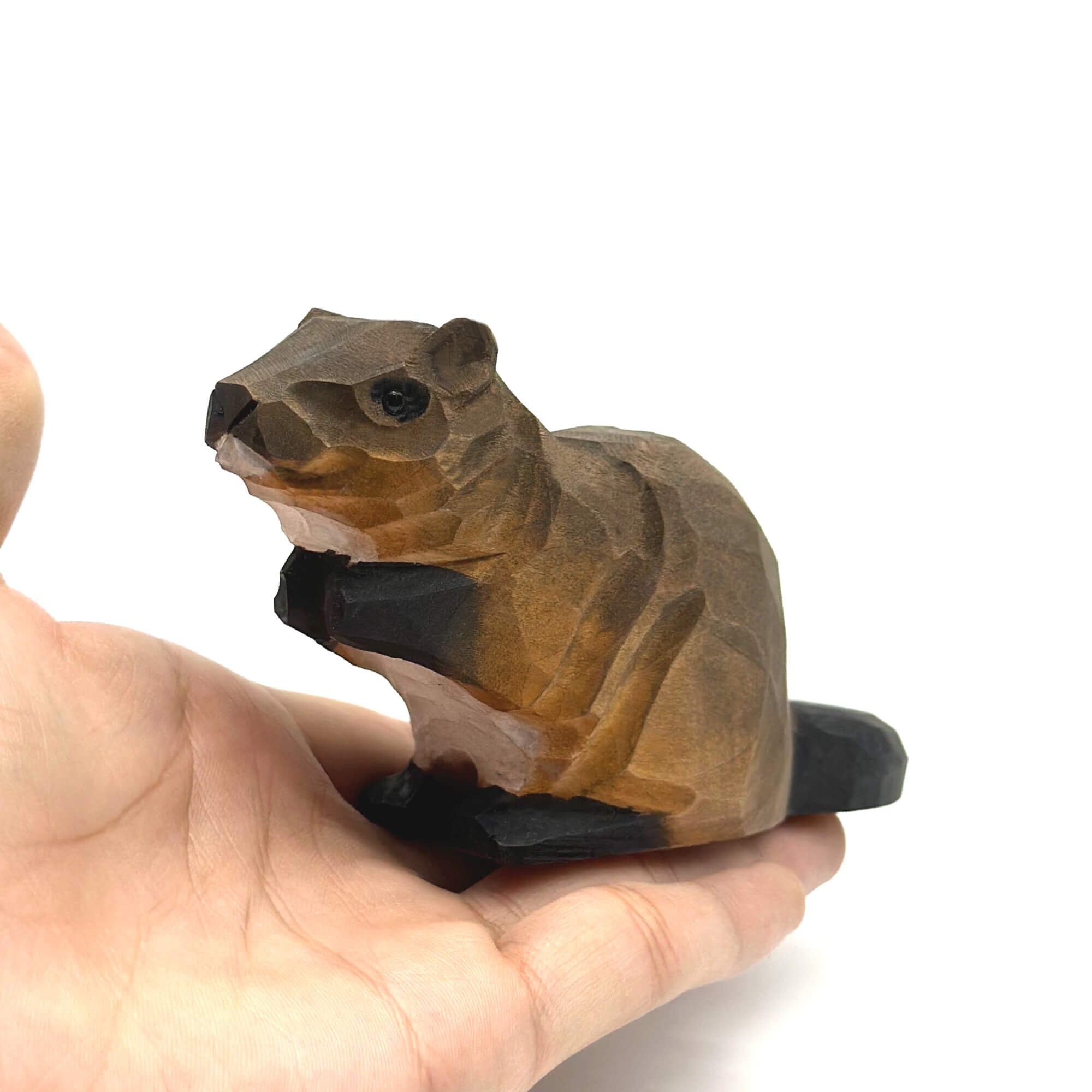Hand-carved Groundhog Wooden Sculpture Artisan-made Woodland Figurine ...