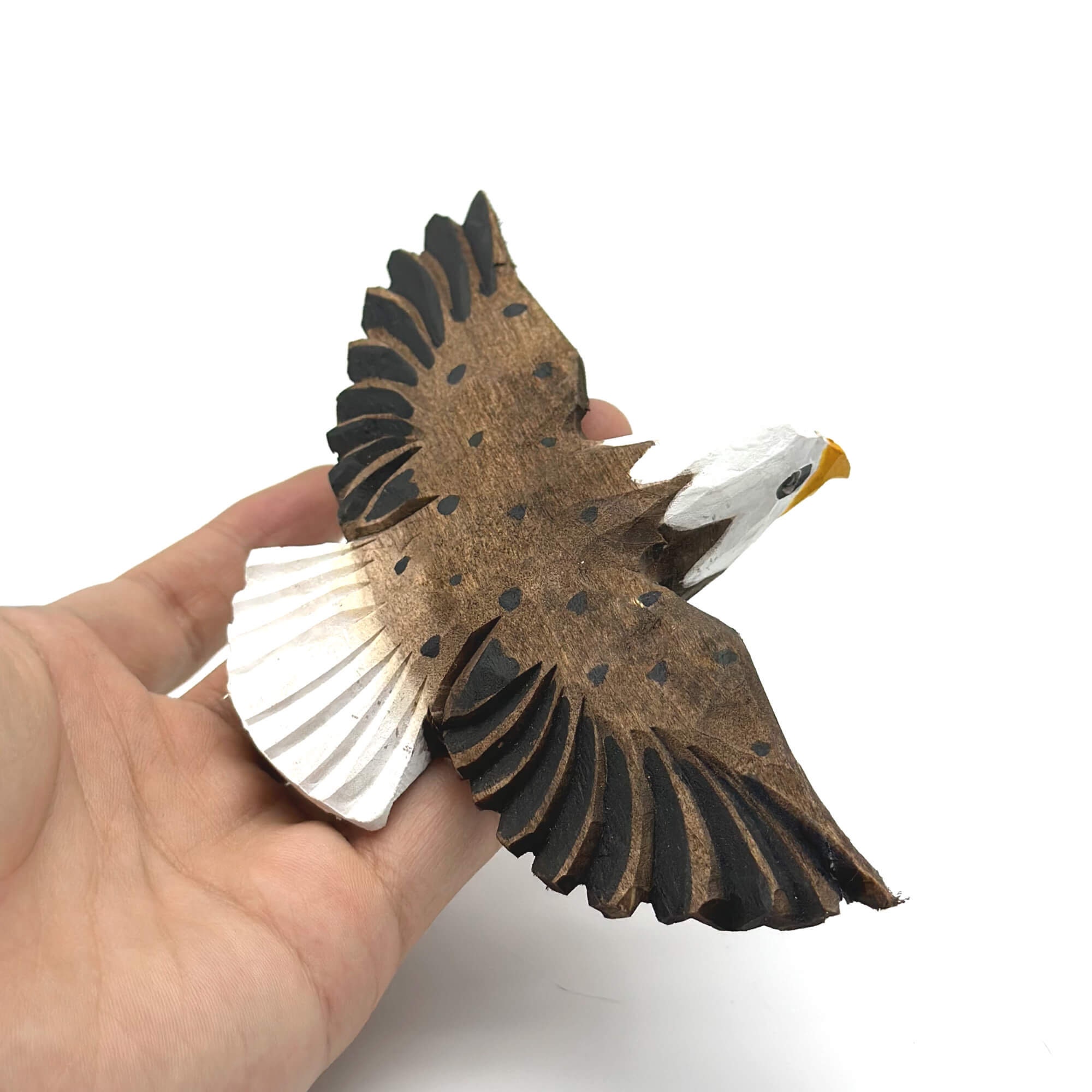 Hand-carved Bald Eagle With Gifted Stand Majestic Wooden Bird of Prey ...