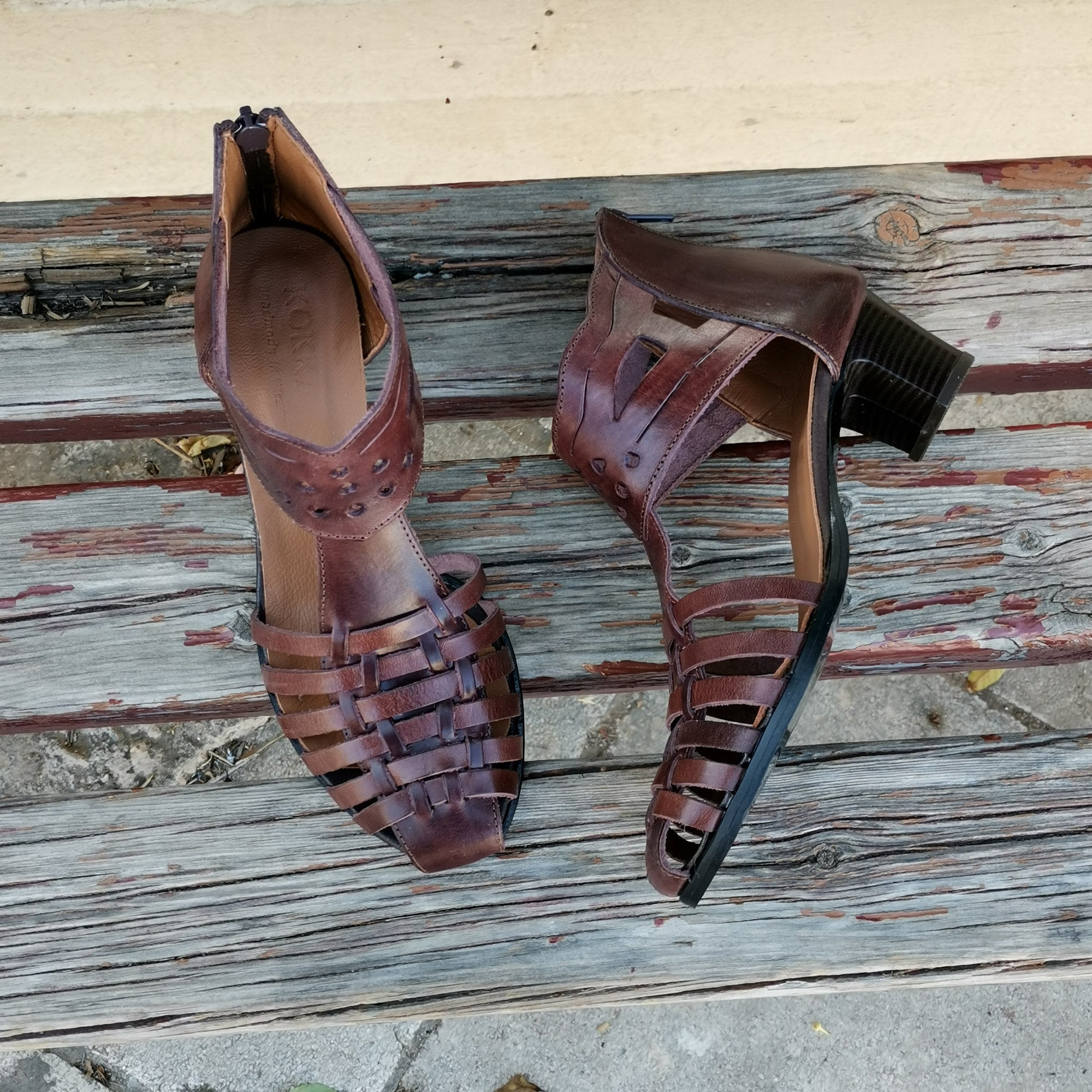 Fisherman Leather Sandals | Low Heel Handmade Women Shoes With Ankle ...